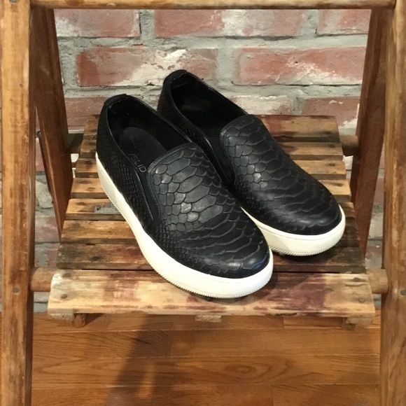 J/SLIDES | Shoes | Jslides Black Croc Leather Platform Slipons | Poshmark